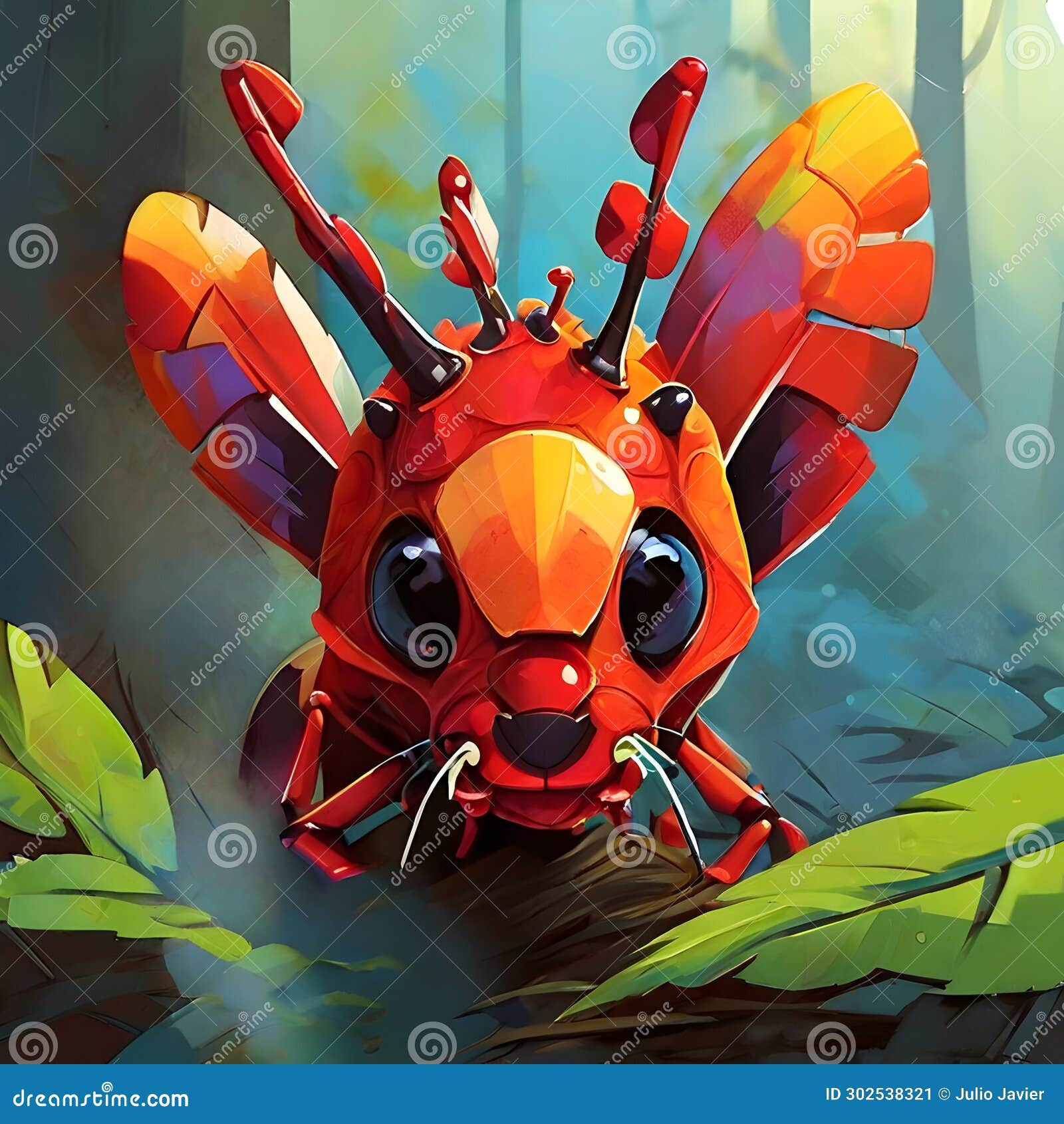 Colorful and Vibrant Fire Ant Facing Front View Stock Illustration ...