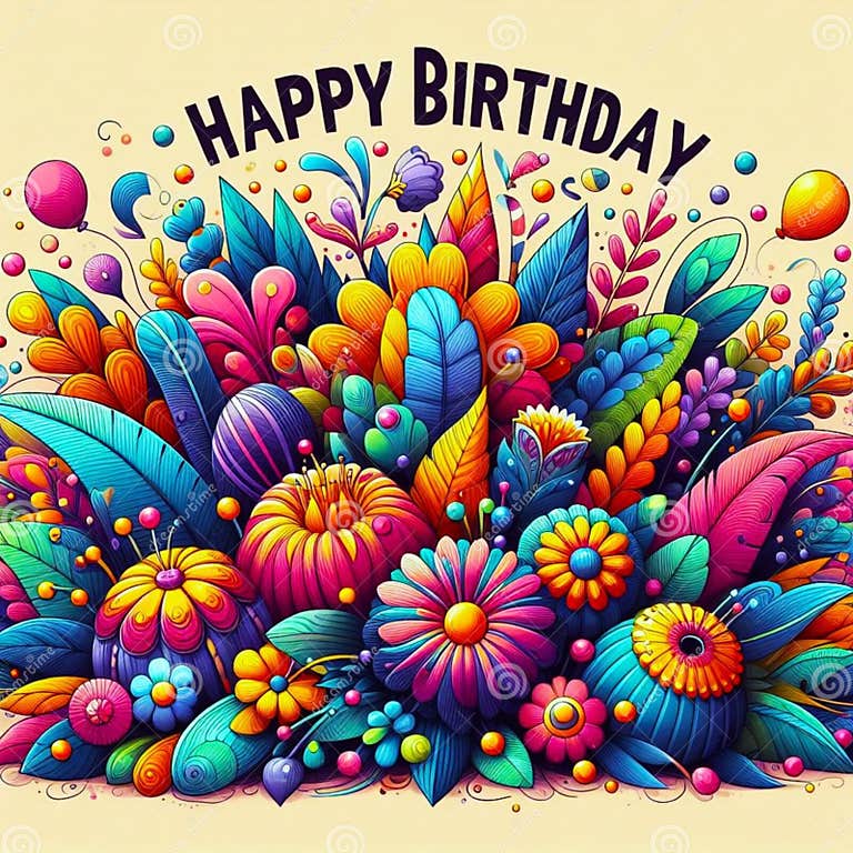 Happy Birthday Greeting Illustration Card Happy Birthday Stock