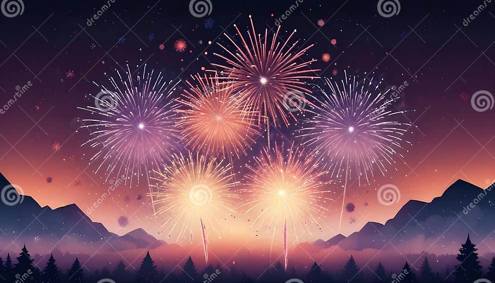 A Colorful and Vibrant Image of Fireworks Exploding Against a Dark Blue ...