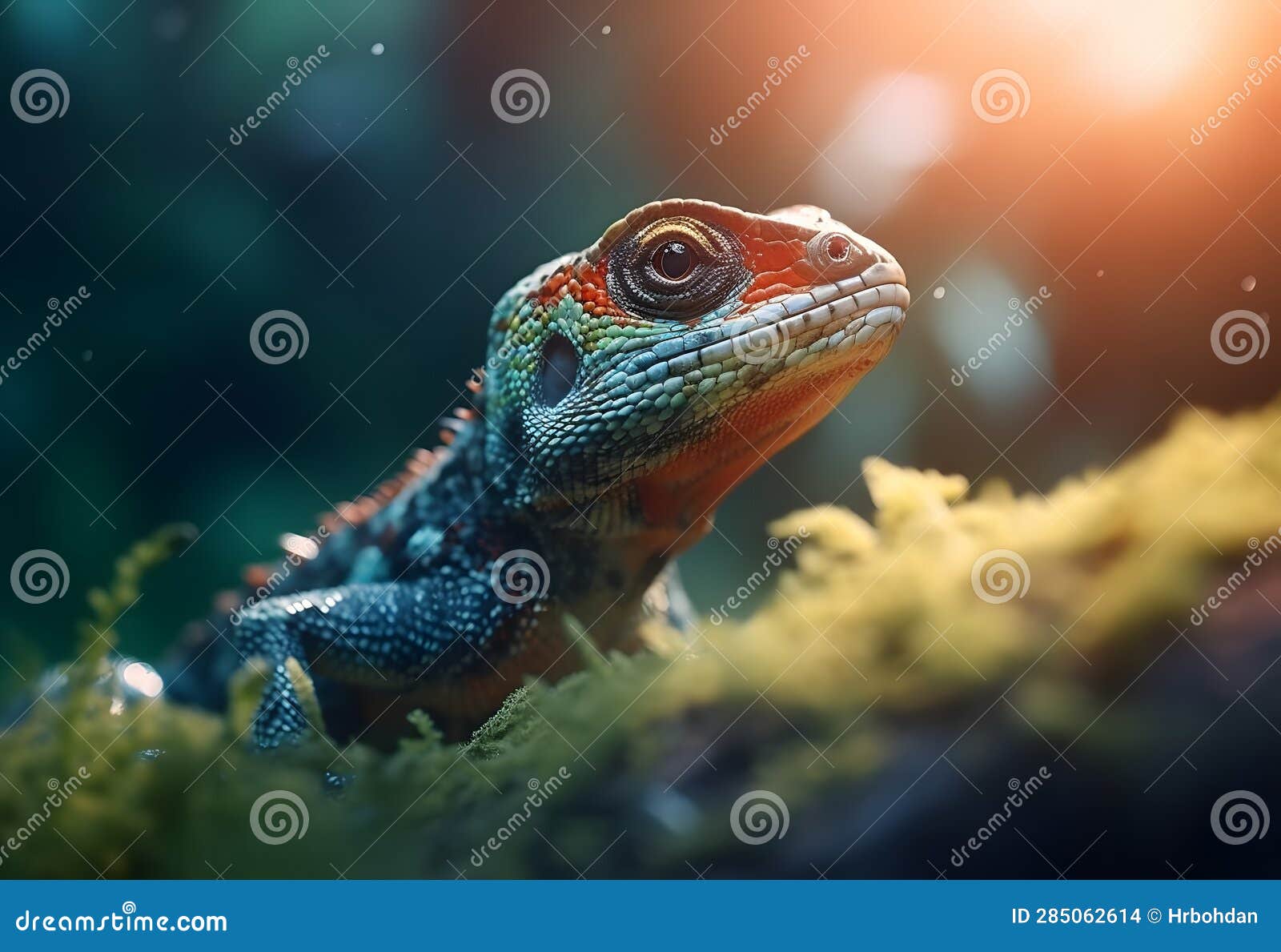 Colorful Vibrant Lizard in Africa Stock Illustration - Illustration of ...