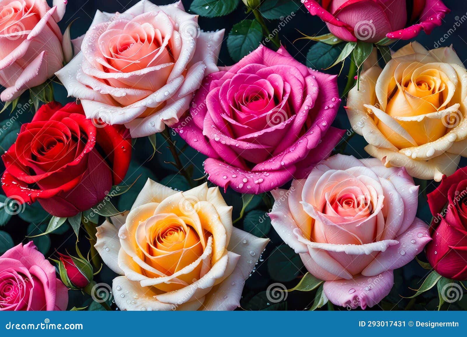 Colorful and Vibrant Roses Background. Wedding Wallpaper Design Stock ...