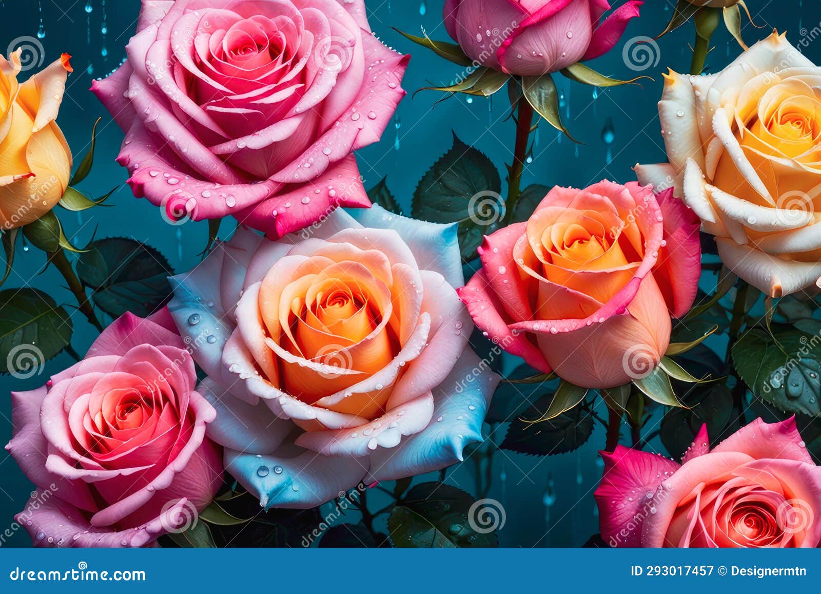 Colorful and Vibrant Roses Background. Wedding Wallpaper Design Stock ...