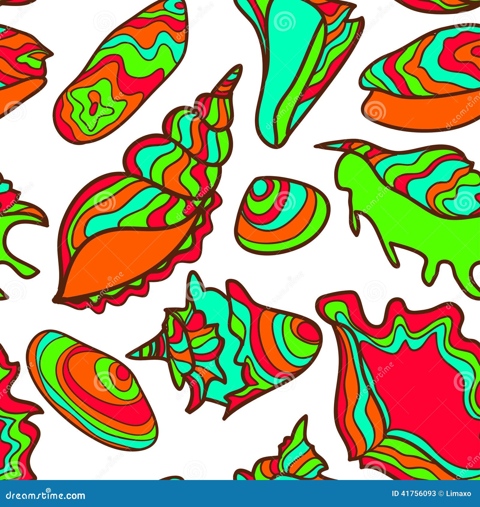 Colorful Vibrant Seamless Seashell Pattern Stock Vector - Illustration ...