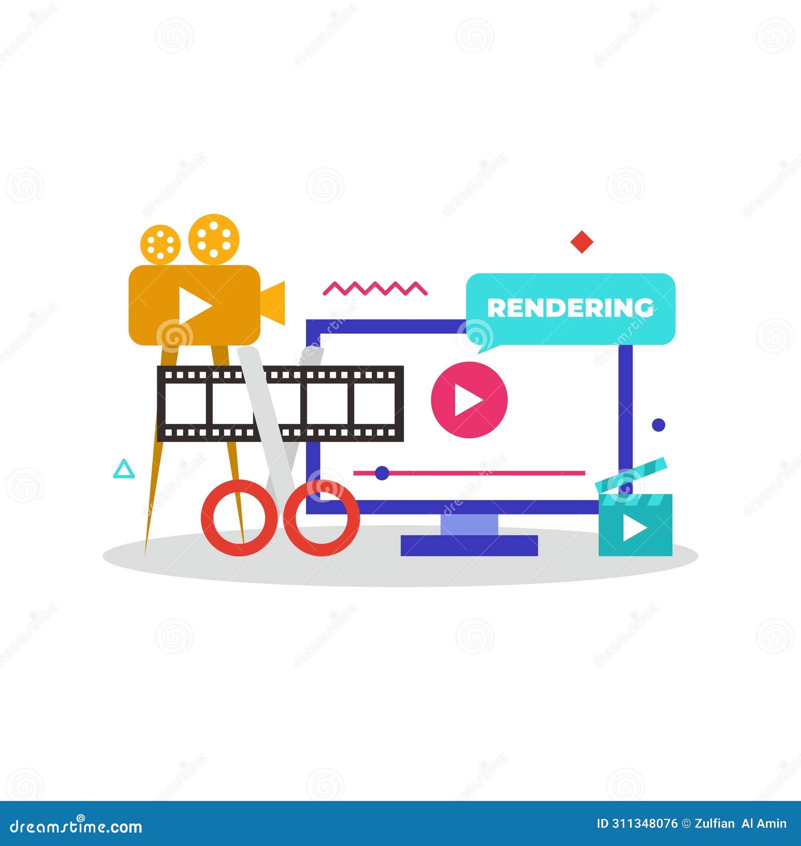 Colorful Video Editing Illustration Design Stock Vector - Illustration ...