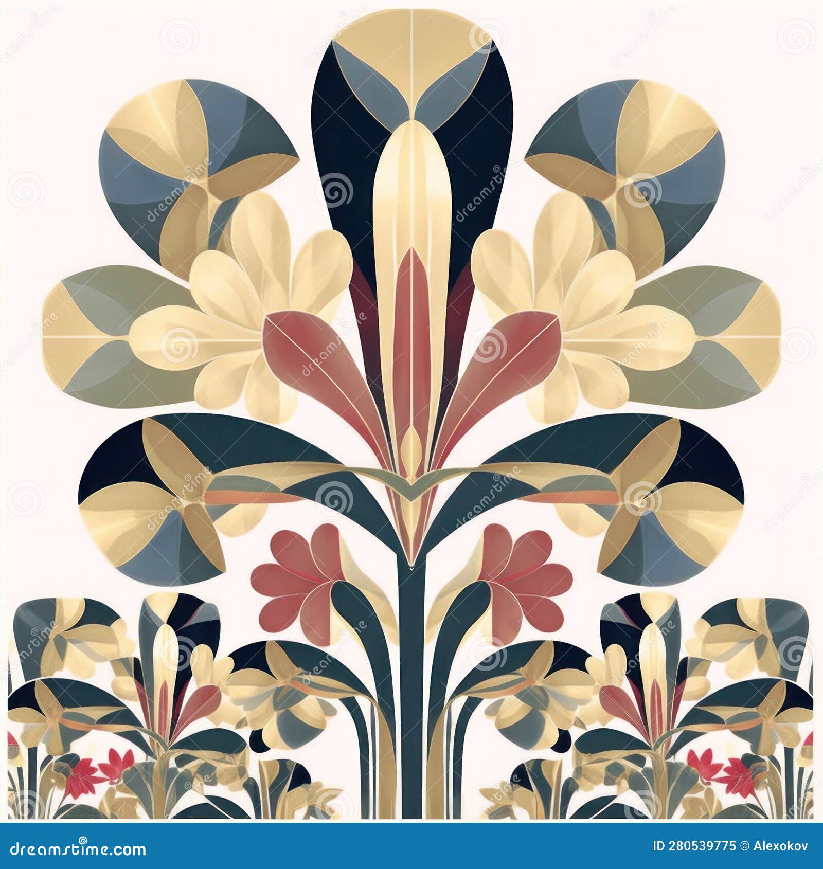 Colorful Vintage Floral Design Set . Stock Illustration - Illustration ...