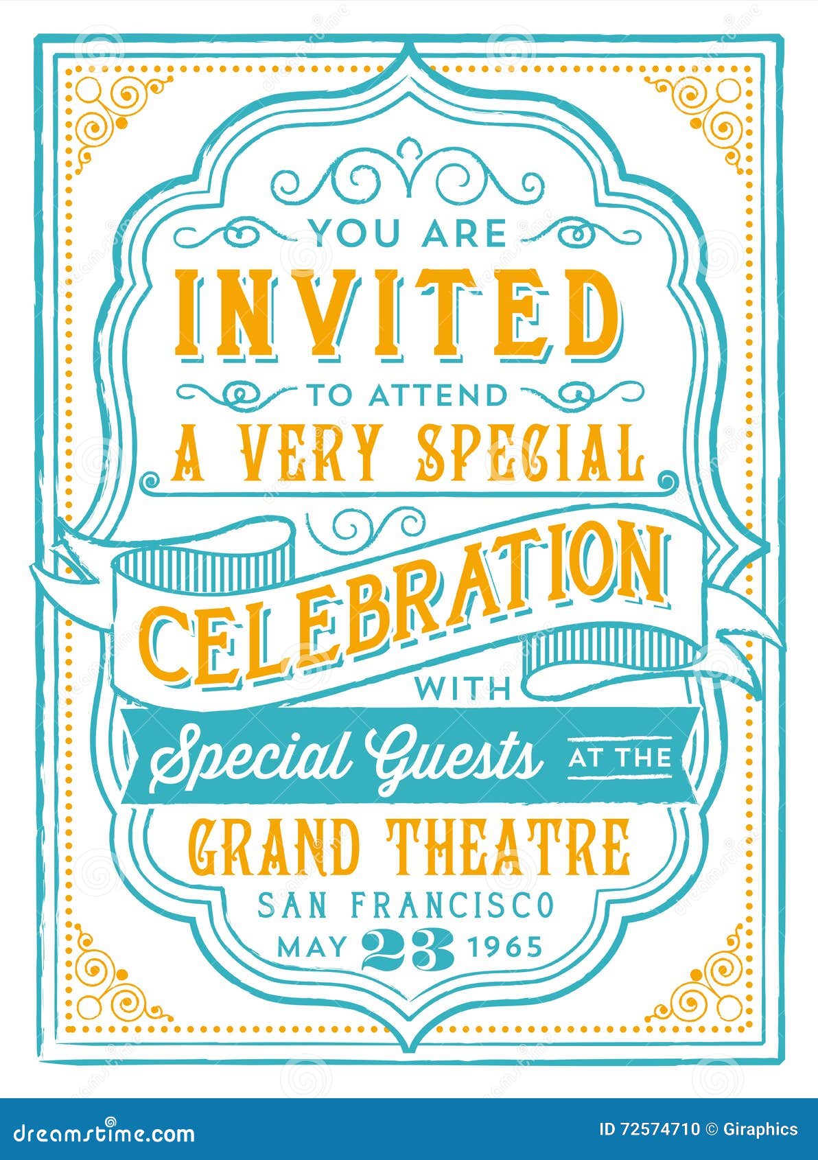 Colorful Vintage Poster stock vector. Illustration of frame - 72574710