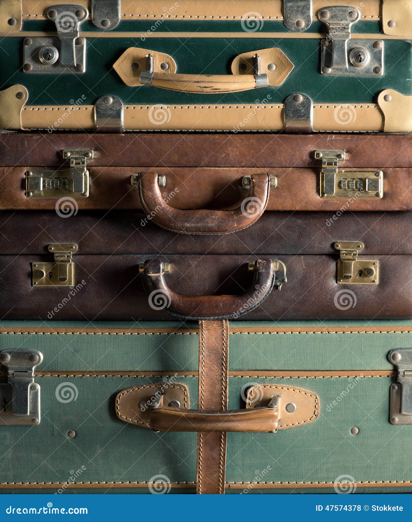 Colorful vintage suitcases stock photo. Image of floor - 47574378