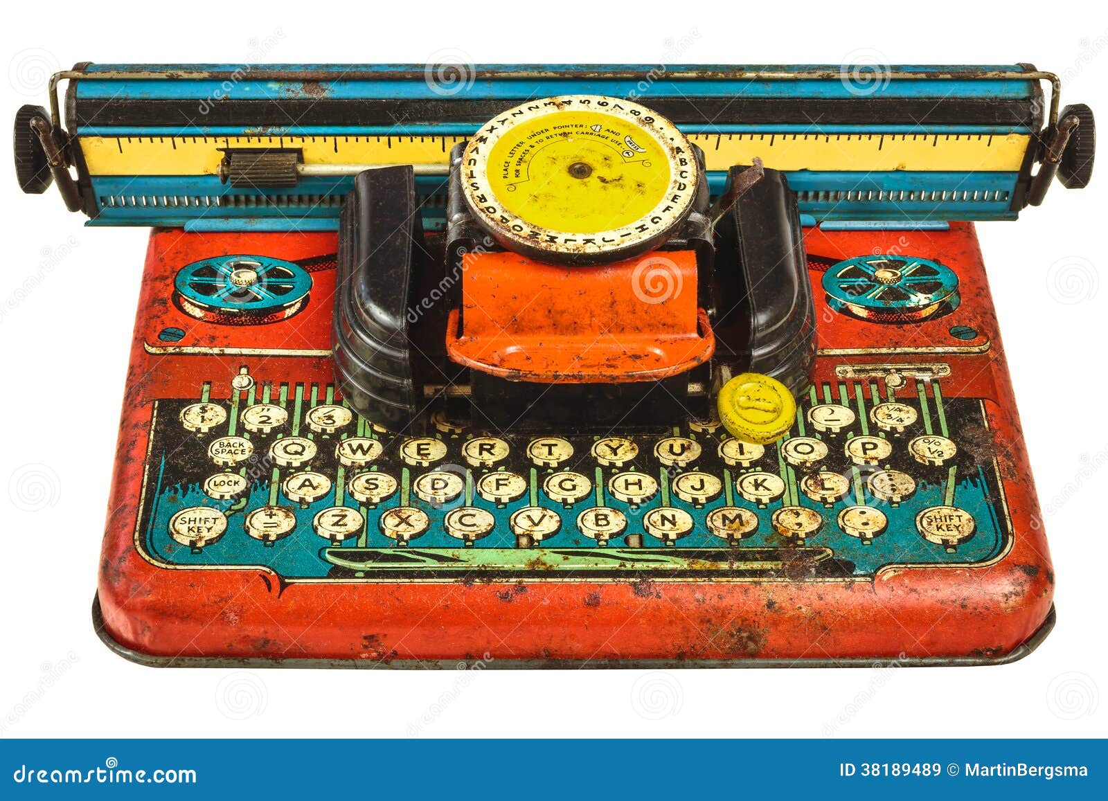 Colorful Vintage Toy Typewriter Isolated on White Stock Image - Image ...