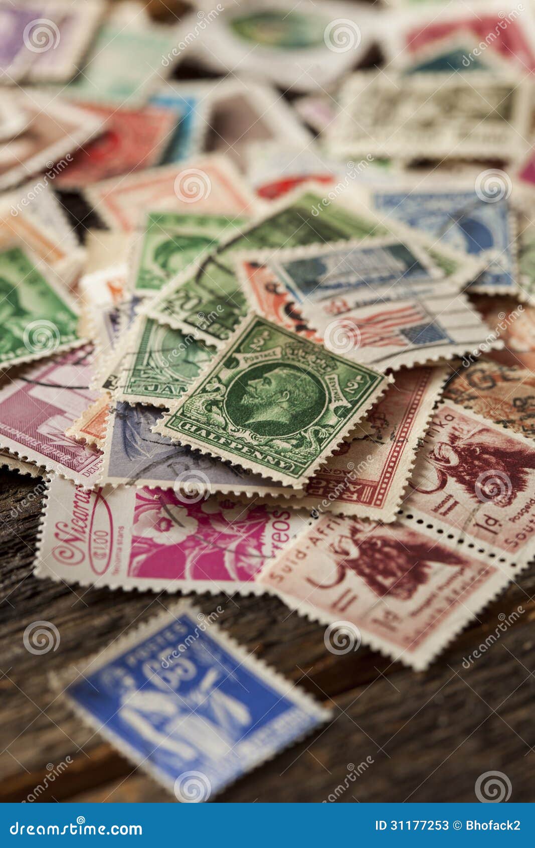 Colorful Vintage Used Postage Stamps Editorial Stock Photo - Image of ...