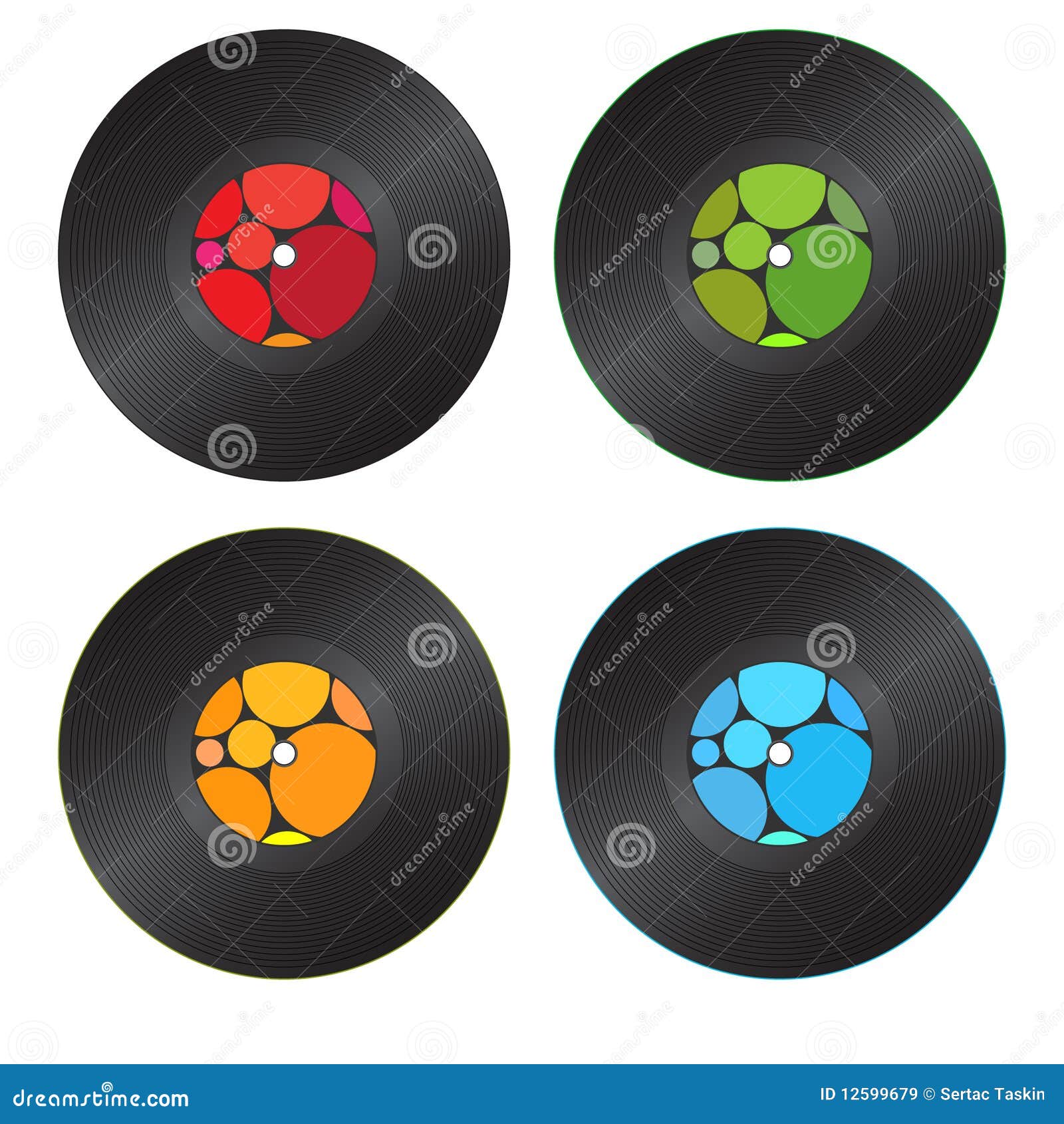 Colorful Vinyl Records stock illustration. Illustration of jockey ...