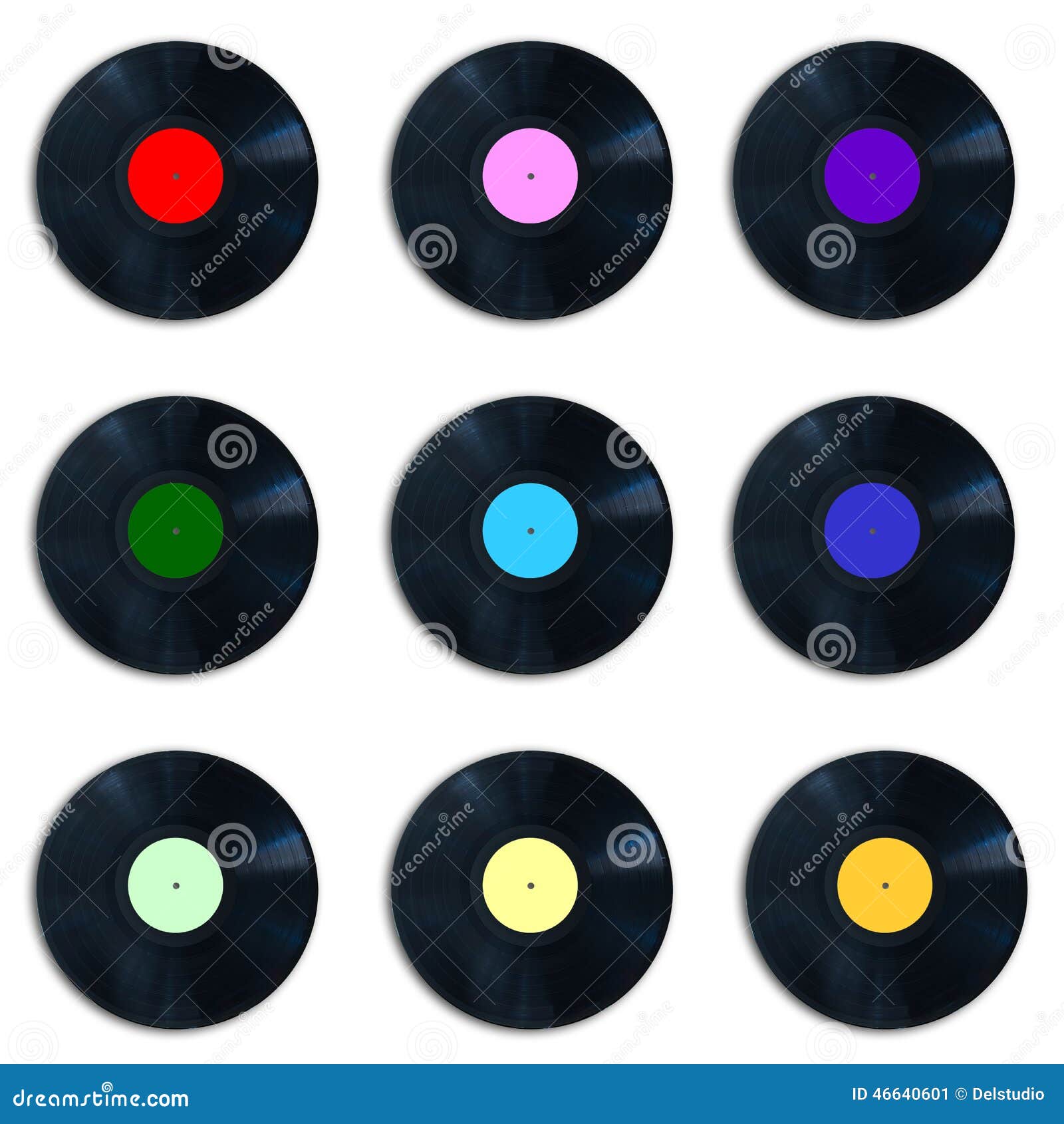 Colorful Vinyl Records Collection Stock Image - Image of background ...