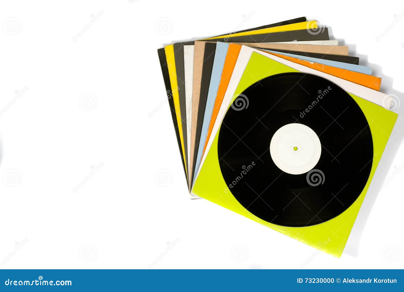 Colorful Vinyl Records on White Background Stock Photo - Image of ...