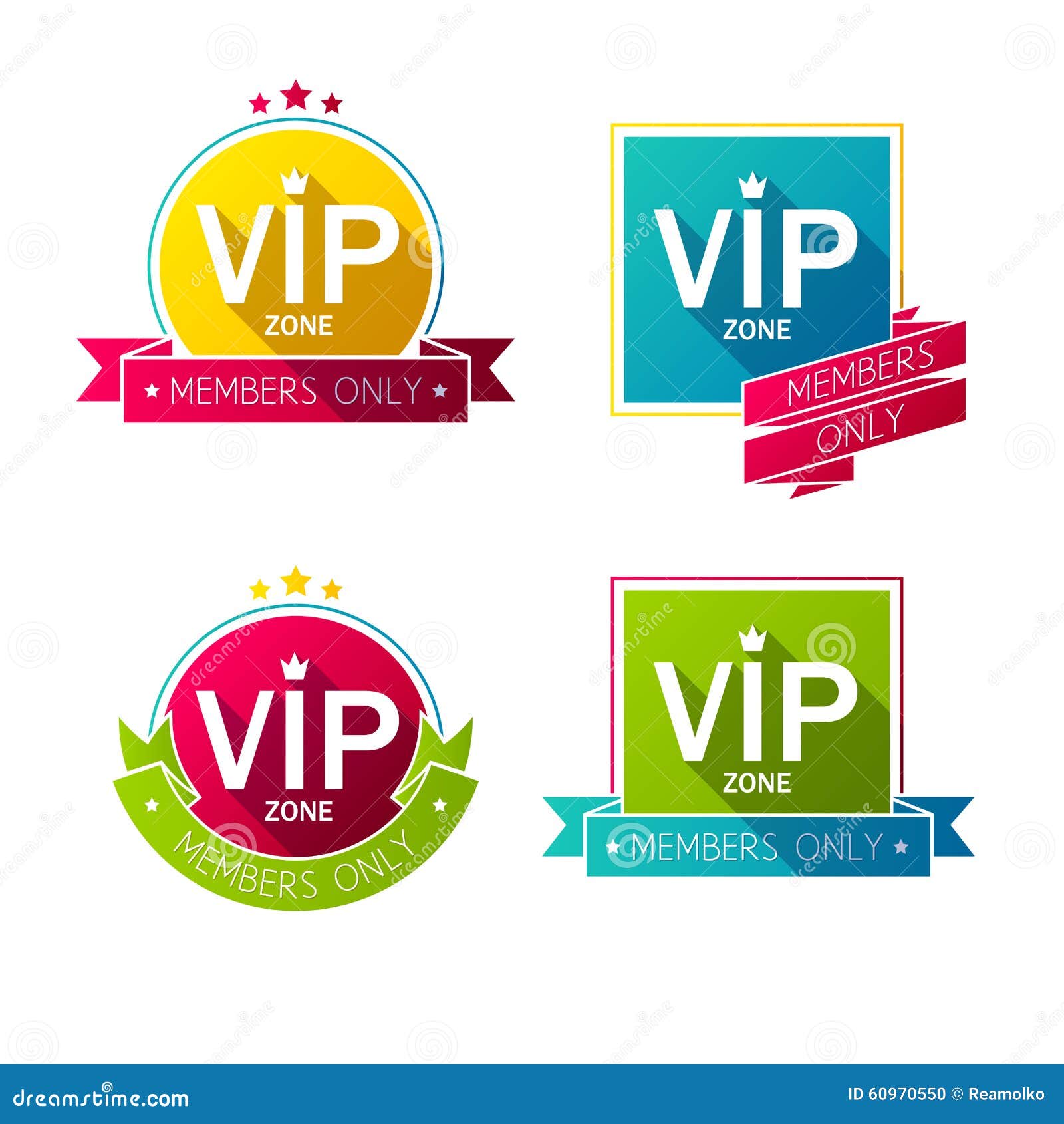 Colorful VIP Badges Label Set Stock Vector - Illustration of colorful ...