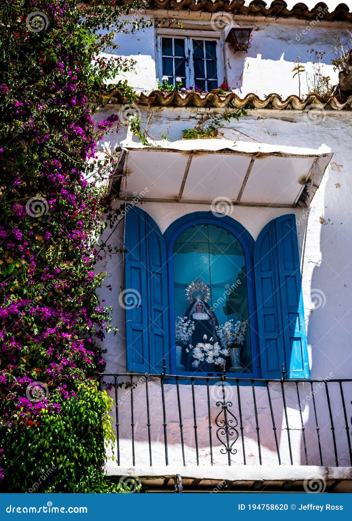 Colorful Virgin Mary on Restaurant Balcony Marbella Spain Stock Photo ... Colorful Virgin Mary on Restaurant Balcony Marbella Spain Stock Photo ...