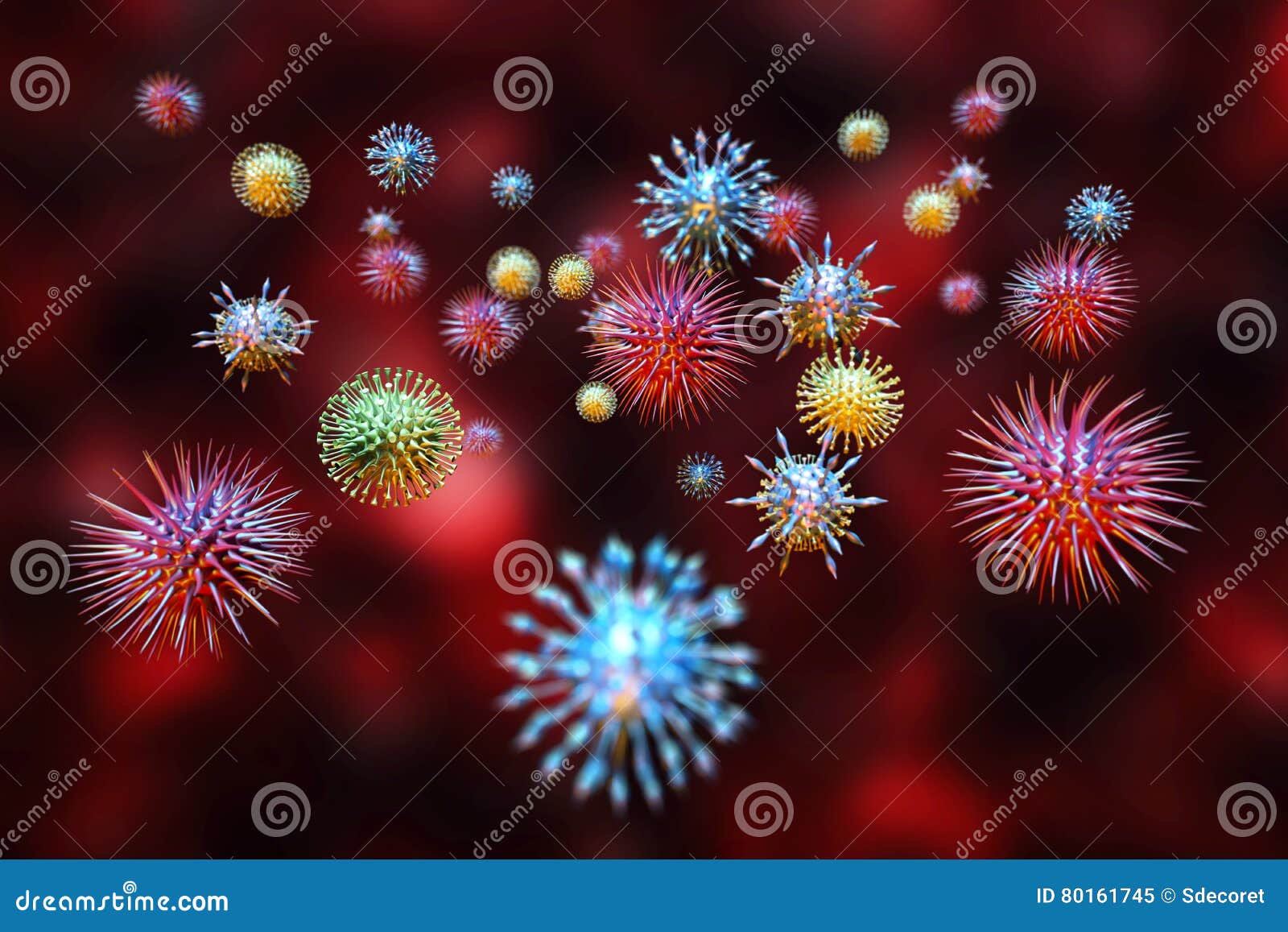Colorful Virus Close Up Illustration Stock Illustration - Illustration ...