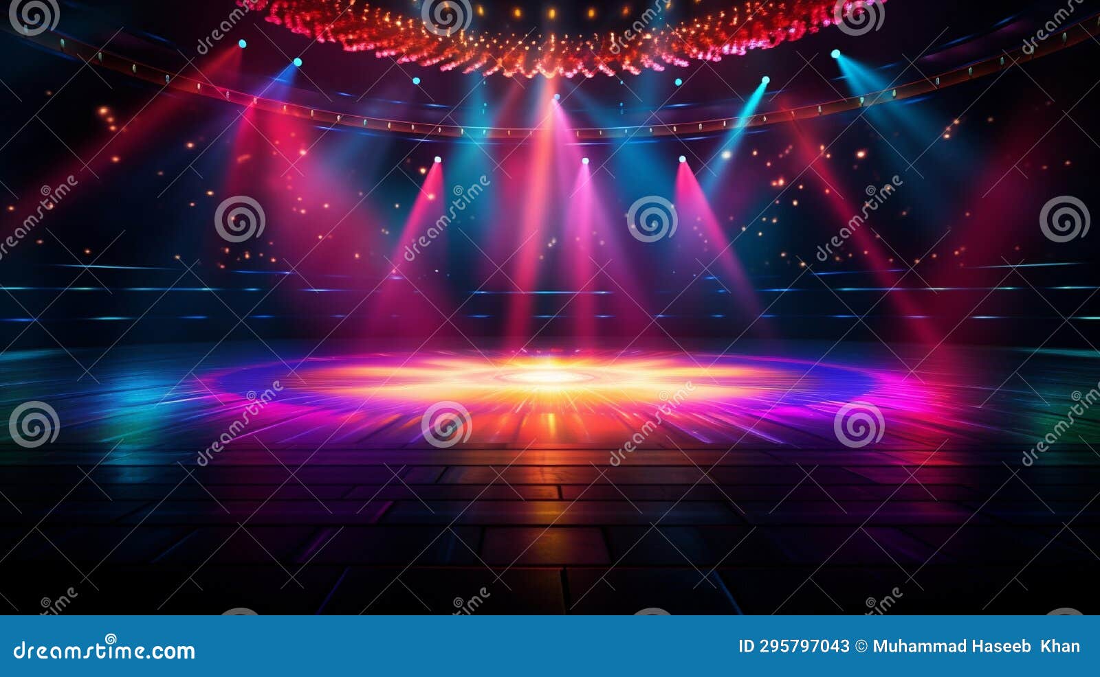 Colorful and Vivid Stage Spotlight on Stage Background Stock ...
