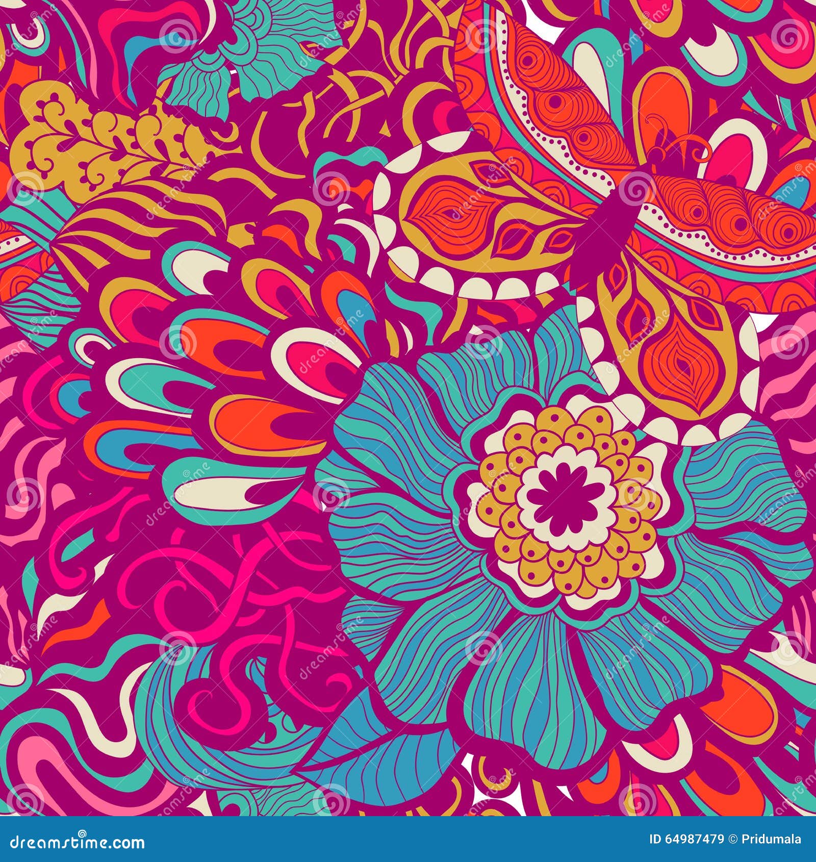 Colorful Vivid Vector Seamless Abstract Hand-drawn Stock Vector ...