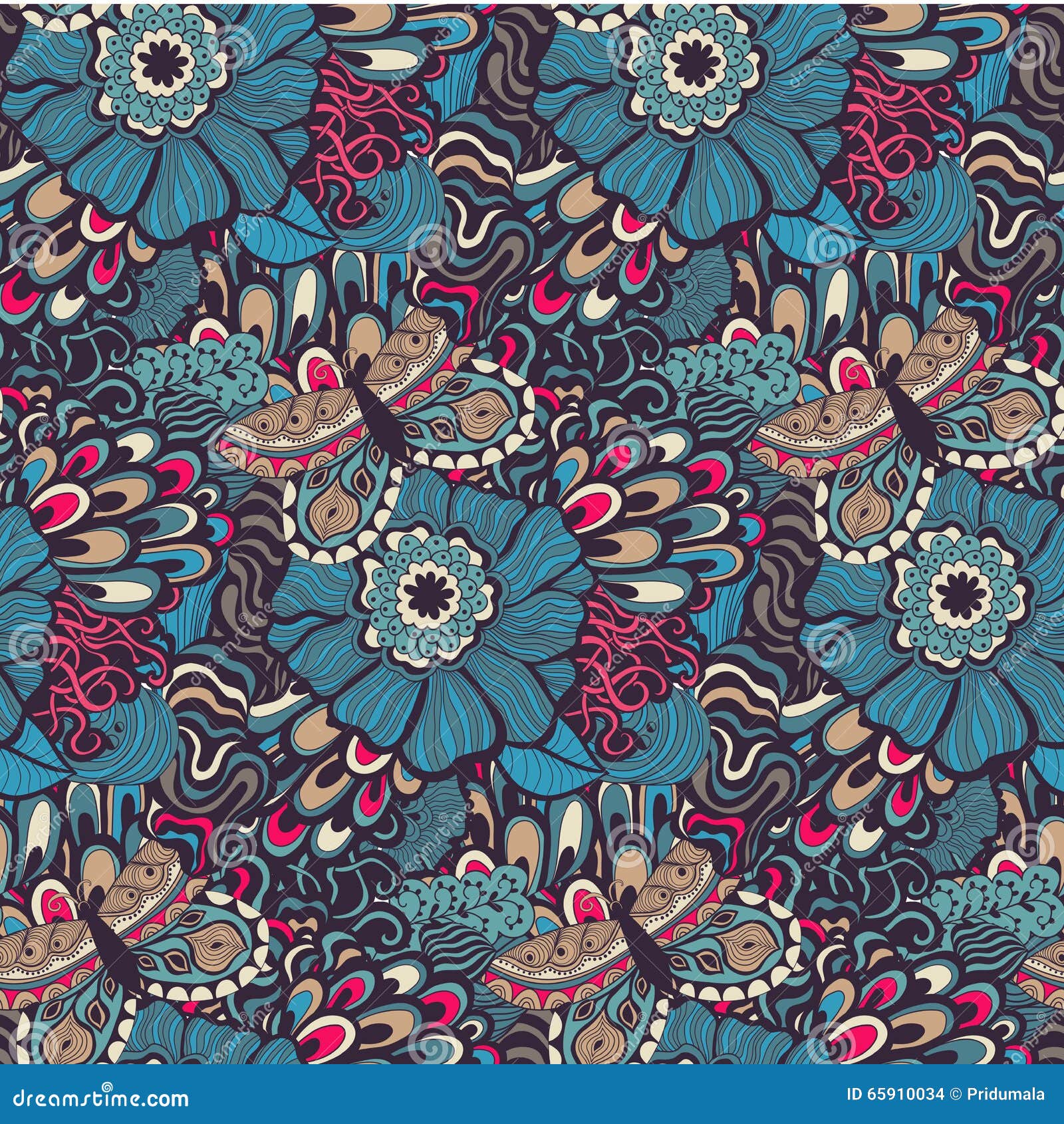 Colorful Vivid Vector Seamless Abstract Hand-drawn Pattern Stock Vector ...