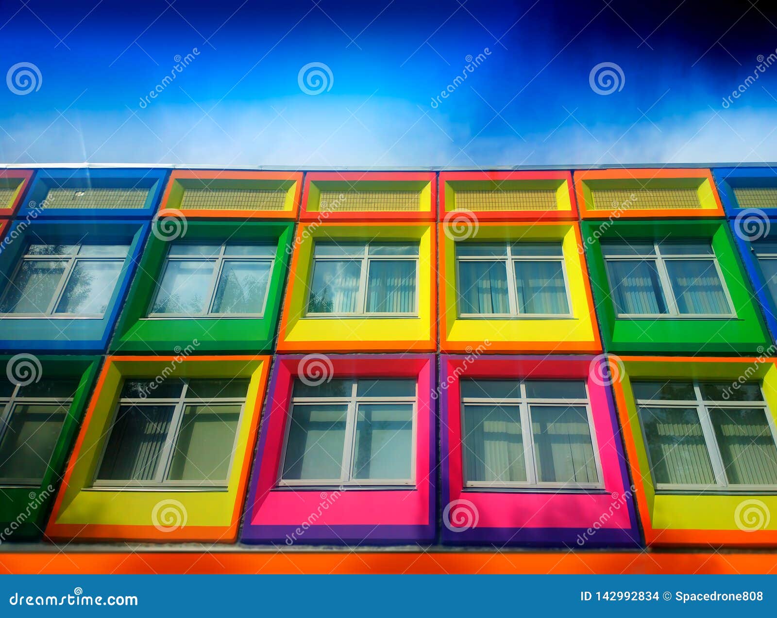 Colorful and Vivid Windows of Building Background Stock Photo - Image ...