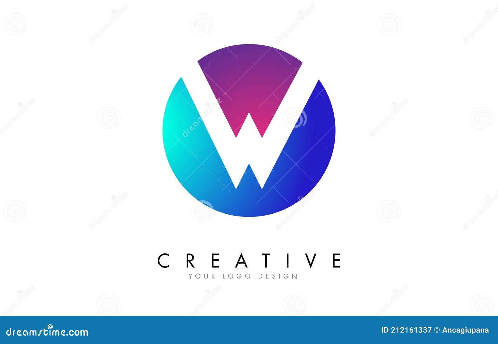 Colorful W Letter Logo Design with a Creative Cuts and Gradient Blue ...