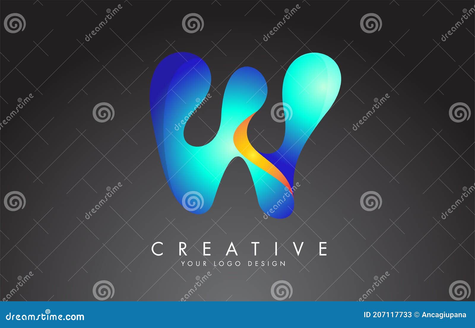 Colorful W Letter Logo with Twisted Lines Effect. Rounded Font Style ...