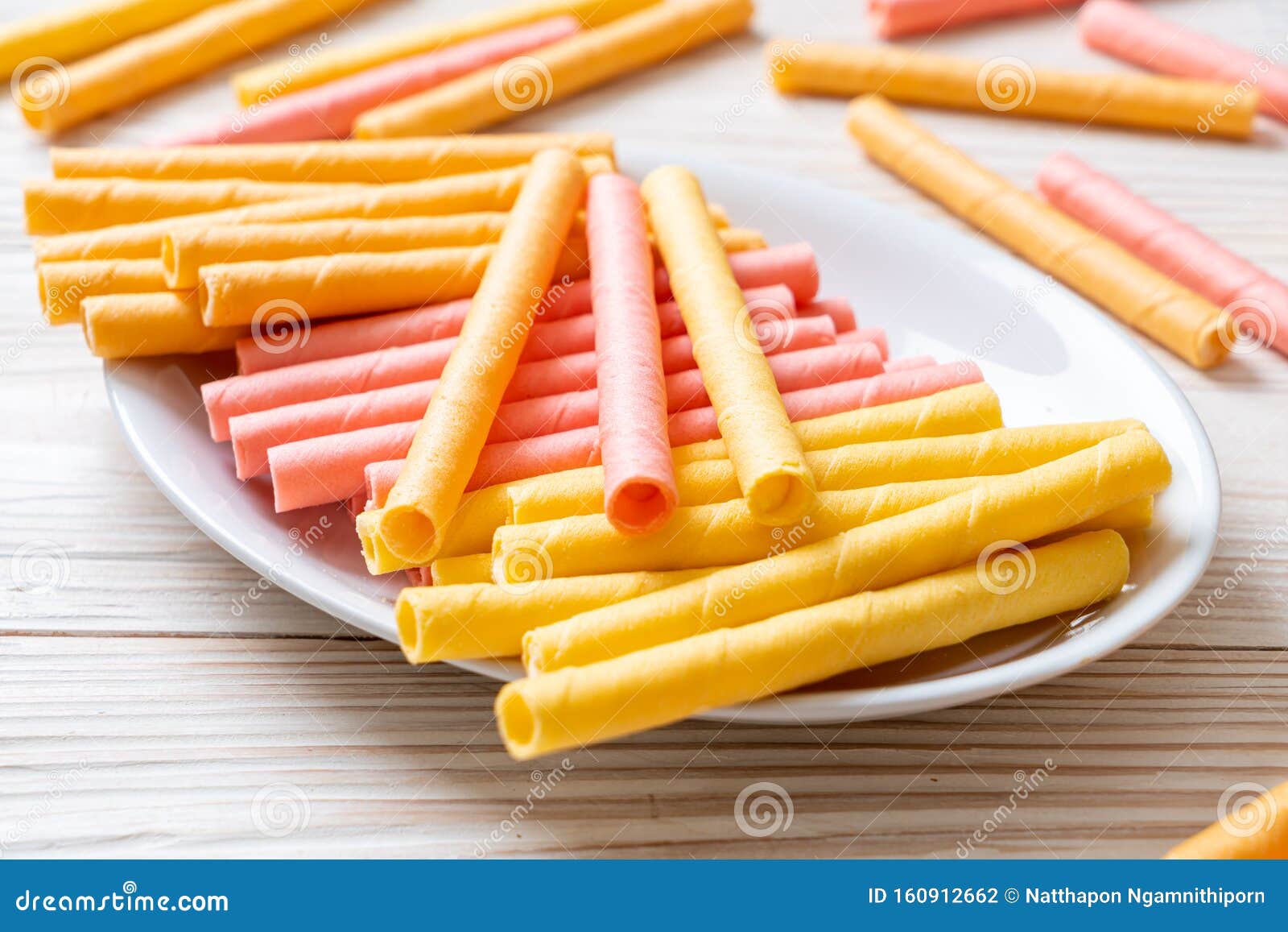 Colorful wafer stick roll stock photo. Image of dessert - 160912662