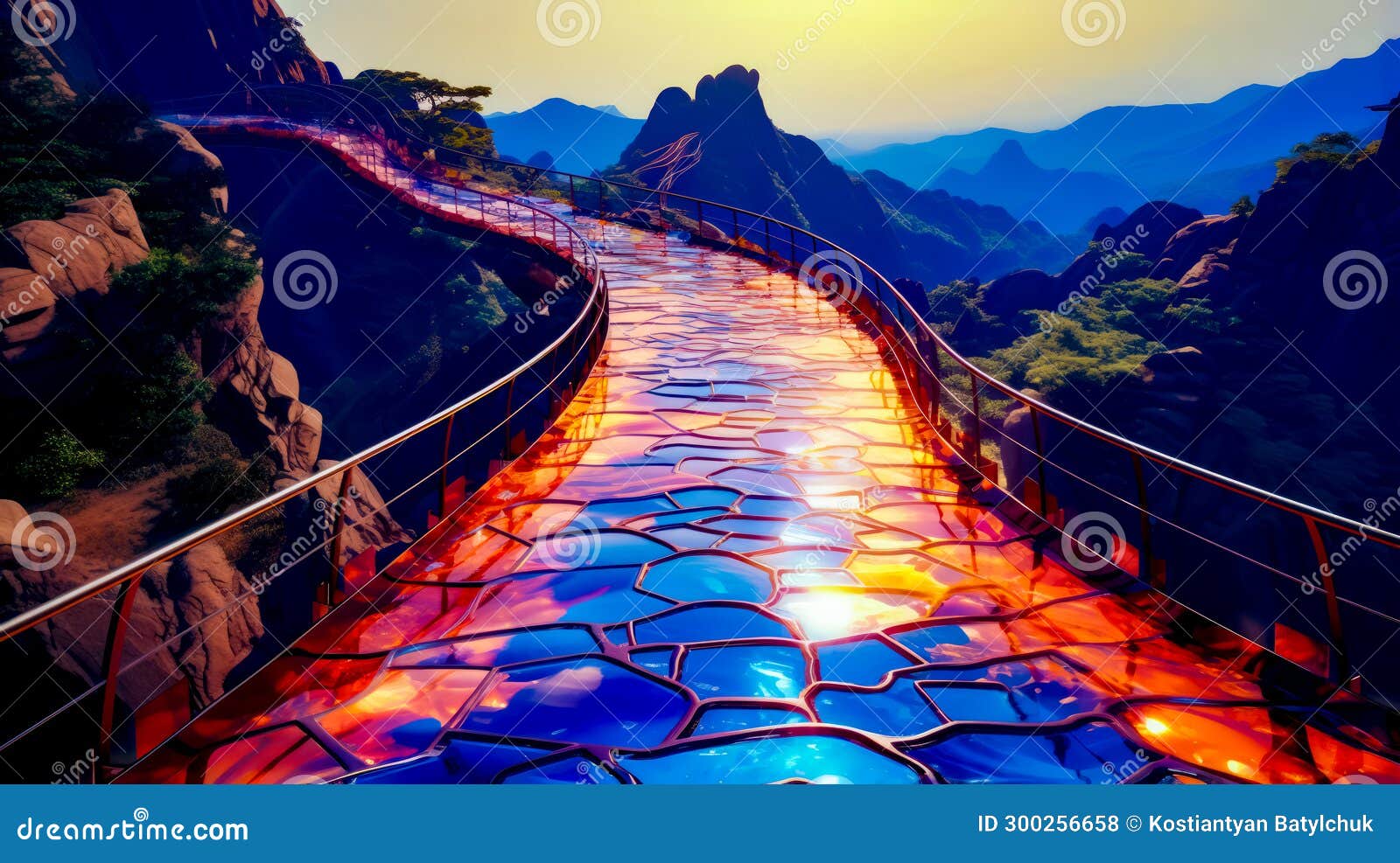 Colorful Walkway in the Middle of Mountain with Mountains in the ...