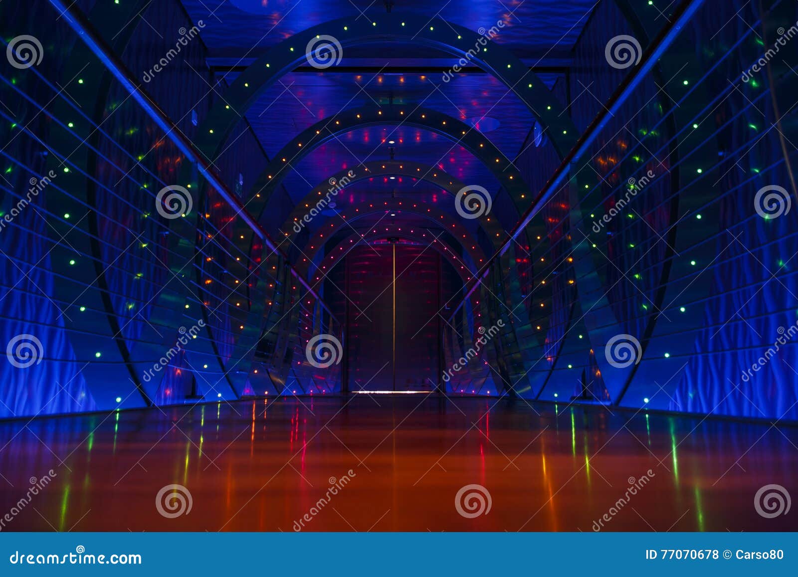 Colorful Walkway Tunnel, 2015 Stock Photo - Image of light, green: 77070678
