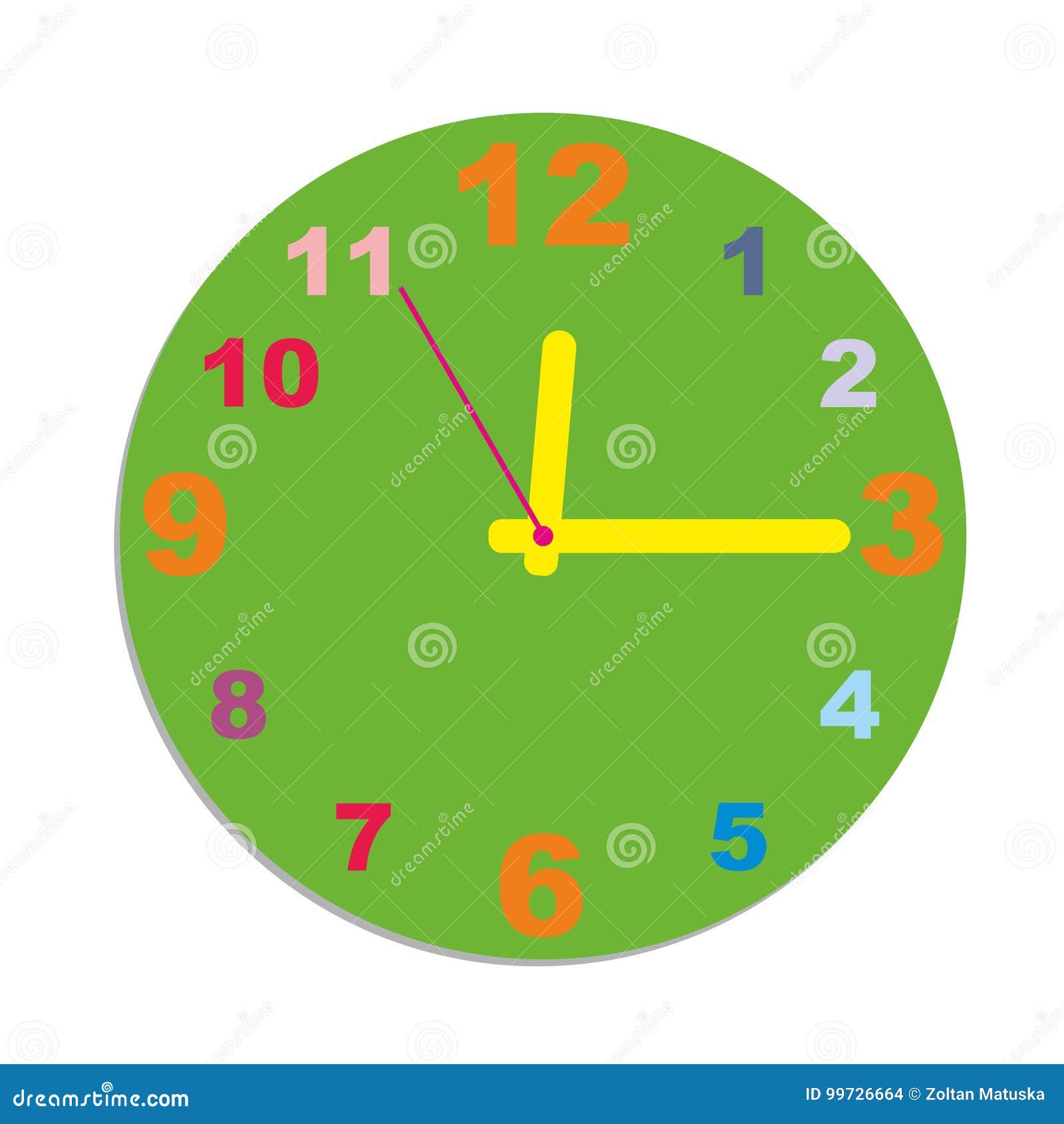 Colorful Wall Clock Concept Watch Blue Circle Vector Stock Vector ...