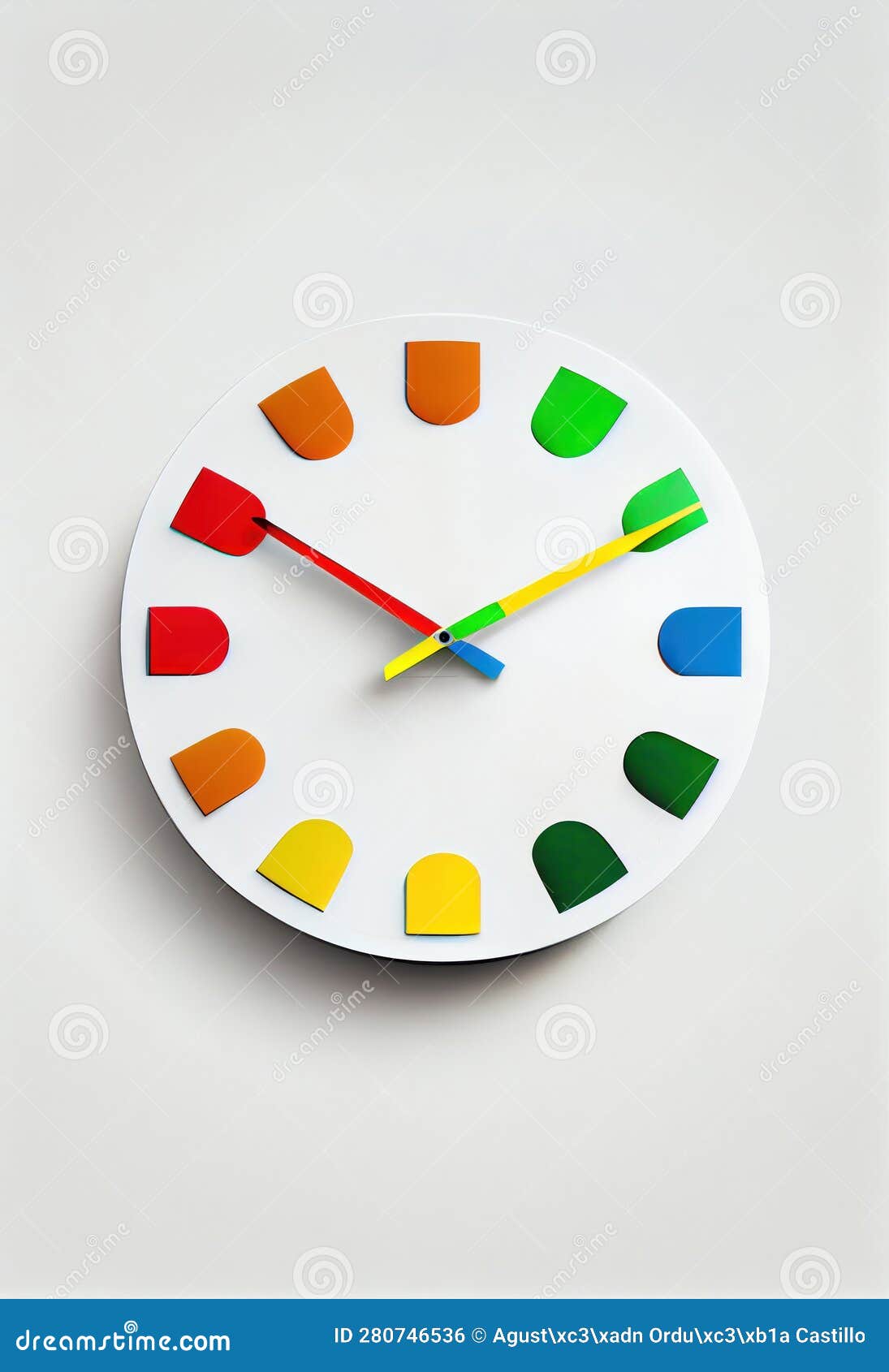 Colorful Wall Clock, Isolated on White Background. Generative AI. Stock ...
