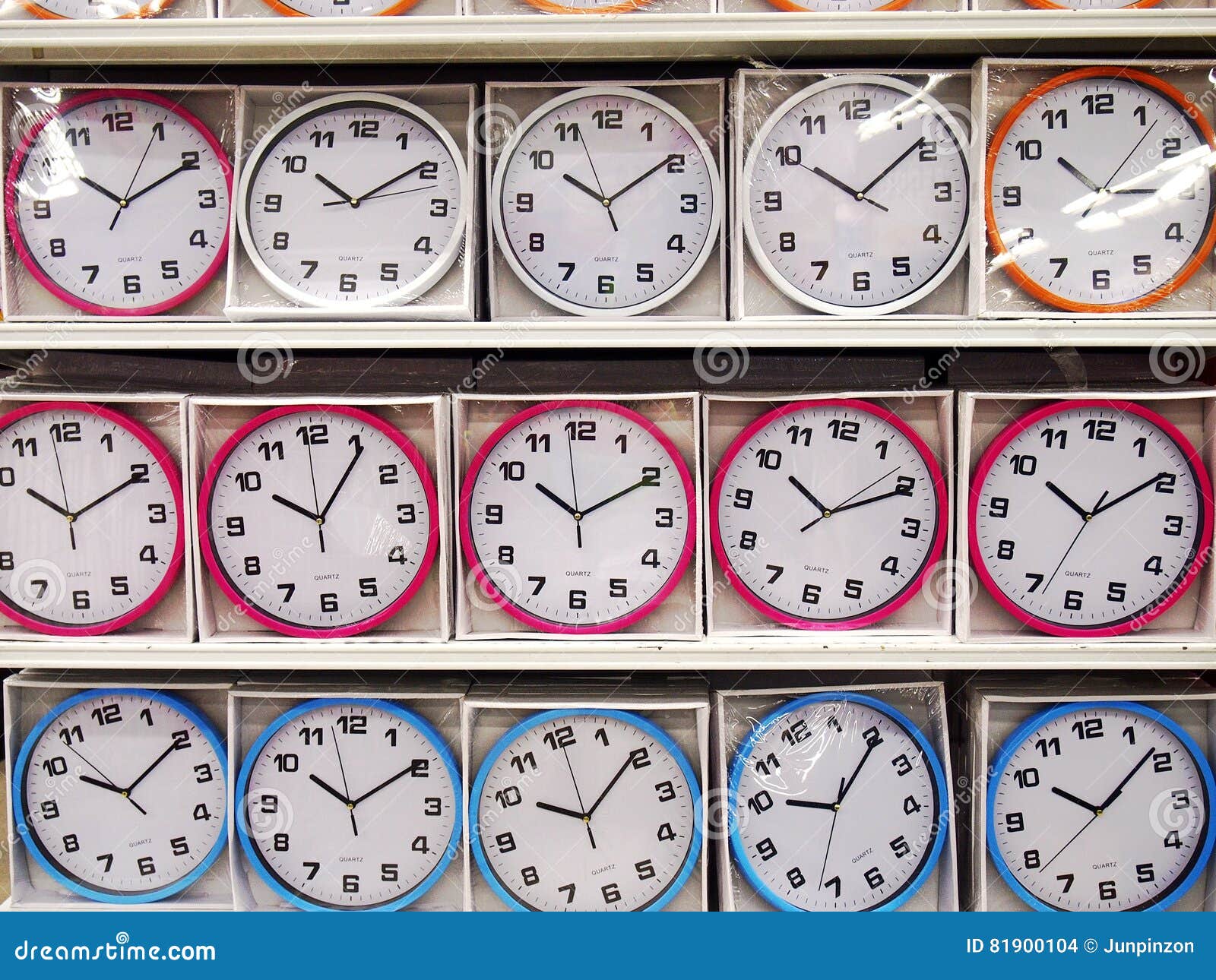 Colorful Wall Clocks on Display Stock Photo - Image of wall, seconds ...