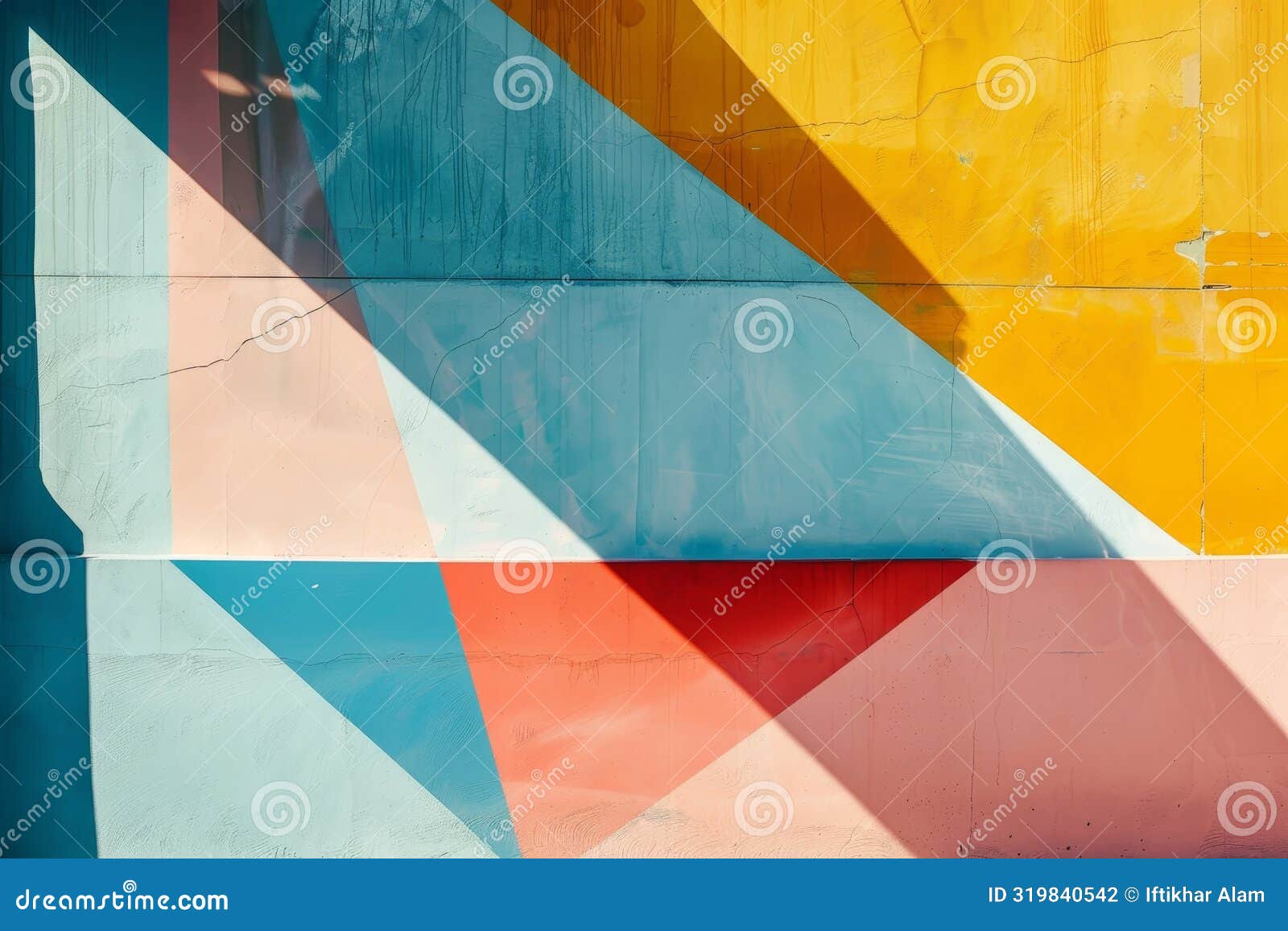 A Colorful Wall Featuring an Array of Triangles Painted in Harmonious ...