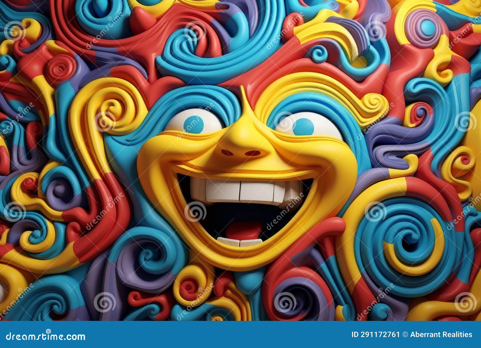 A Colorful Wall with a Smiling Face on it Stock Illustration ...