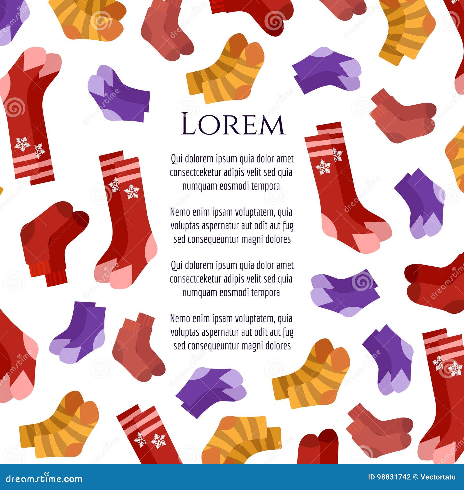 Colorful warm socks poster stock vector. Illustration of merry - 98831742