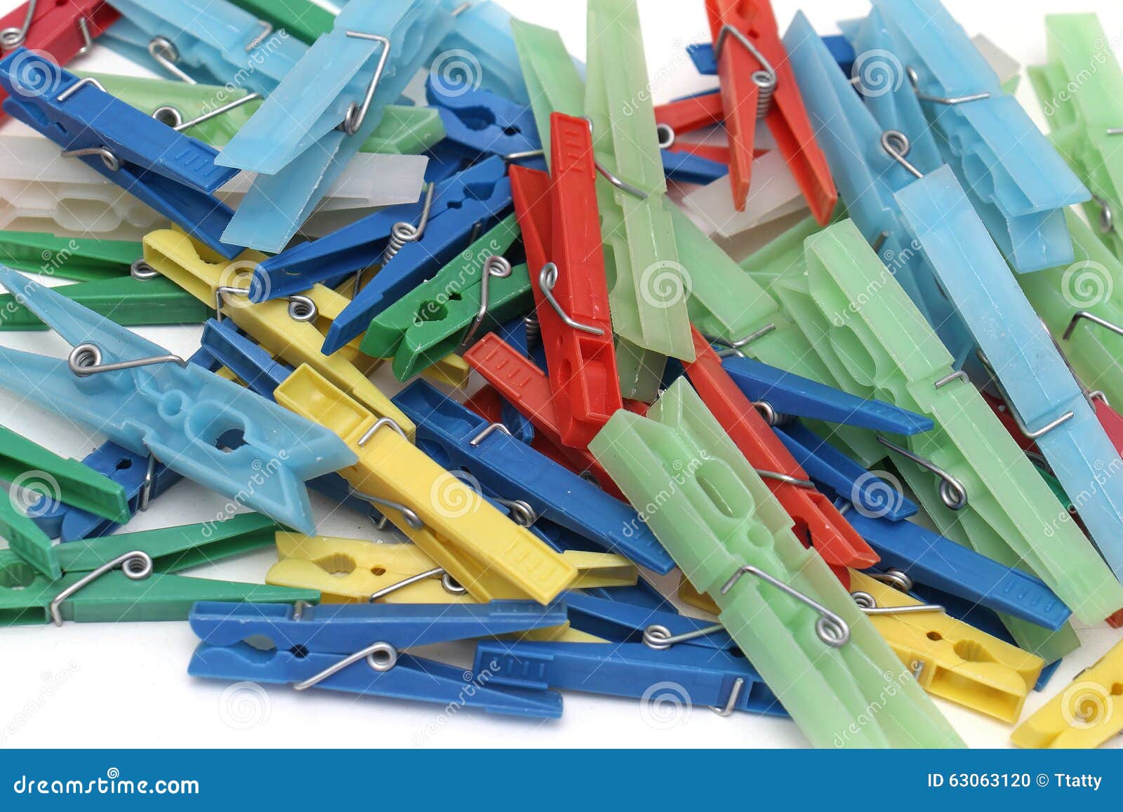 Colorful washing clips stock photo. Image of plastic - 63063120