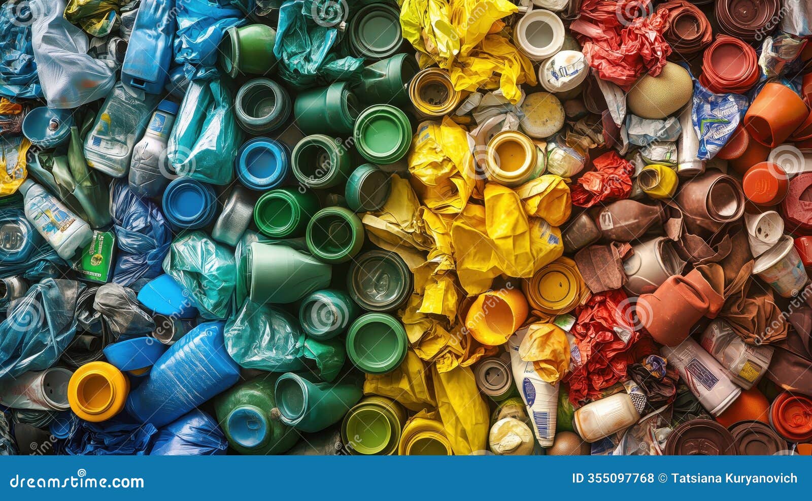 Colorful Waste Sorting, Plastic and Paper Materials, Recycling Stock ...