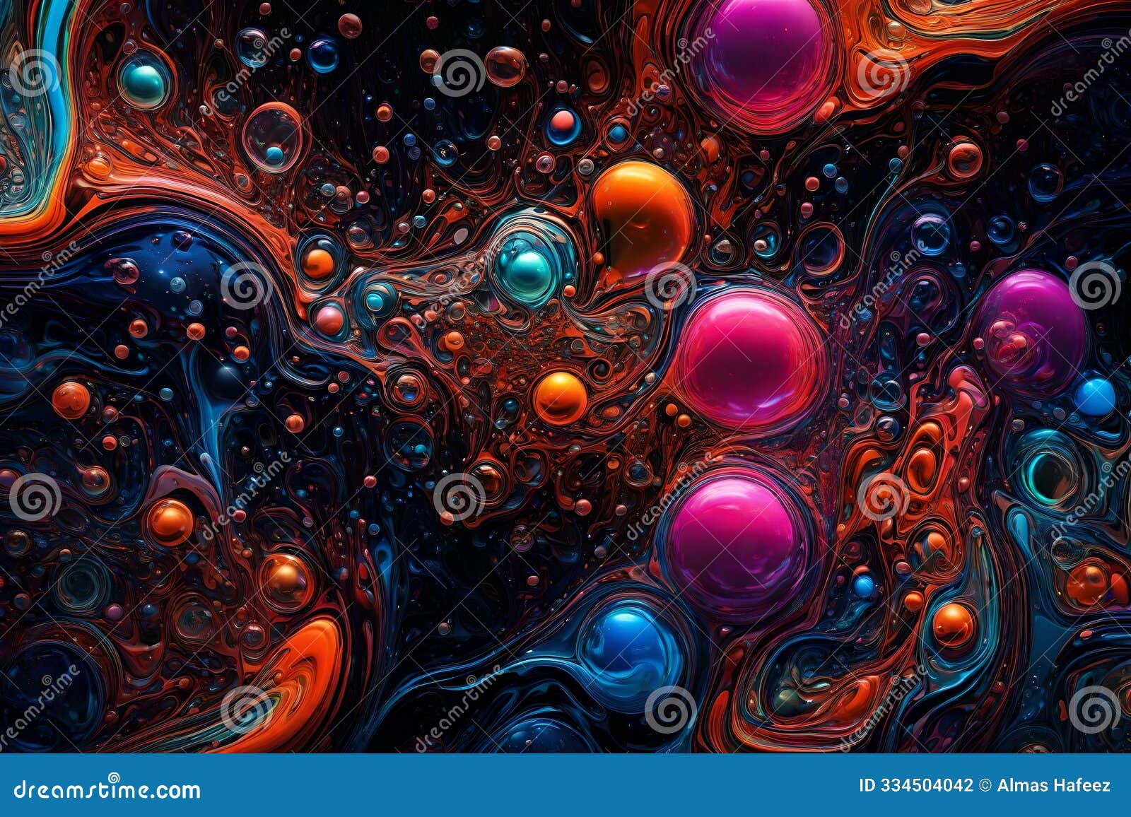 Colorful Water Bubbles Floating in a Dark, Glowing Liquid Background ...