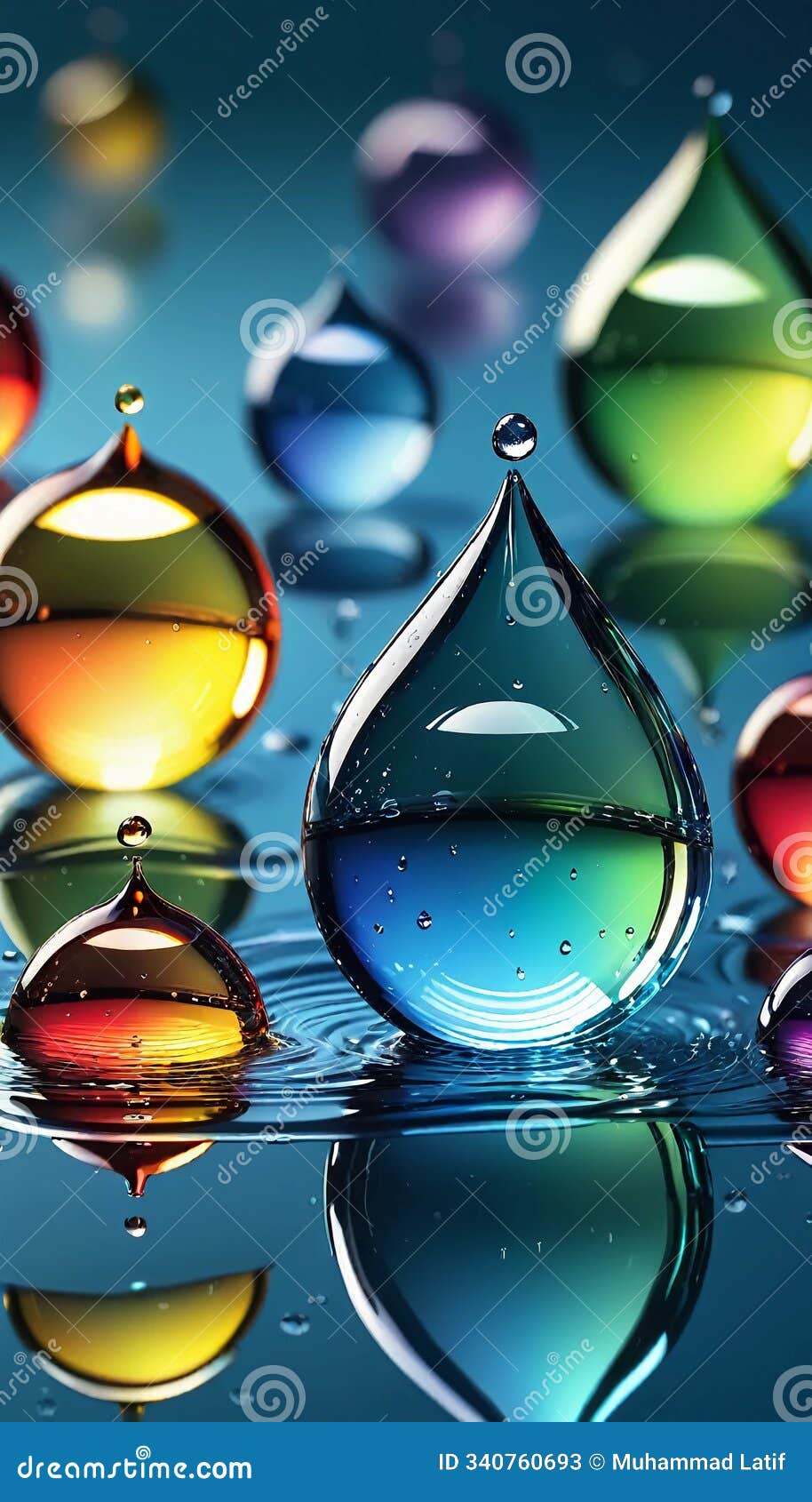 Colorful Water Drop Reflection Transparent Stock Illustration ...