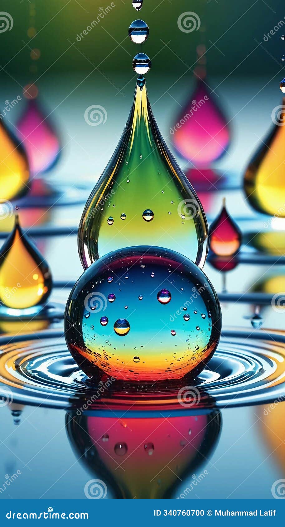 Colorful Water Drop Reflection Transparent Stock Illustration ...