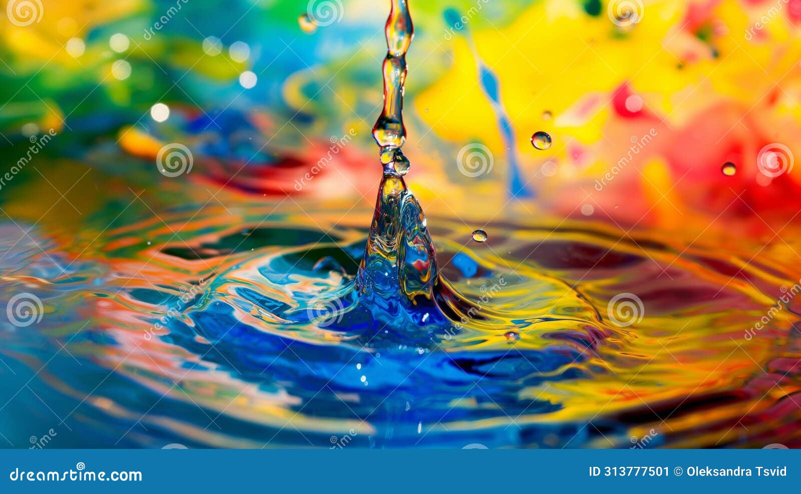 Colorful Water Drop, Splash of Drop of Water, Bright Rainbow Colors ...