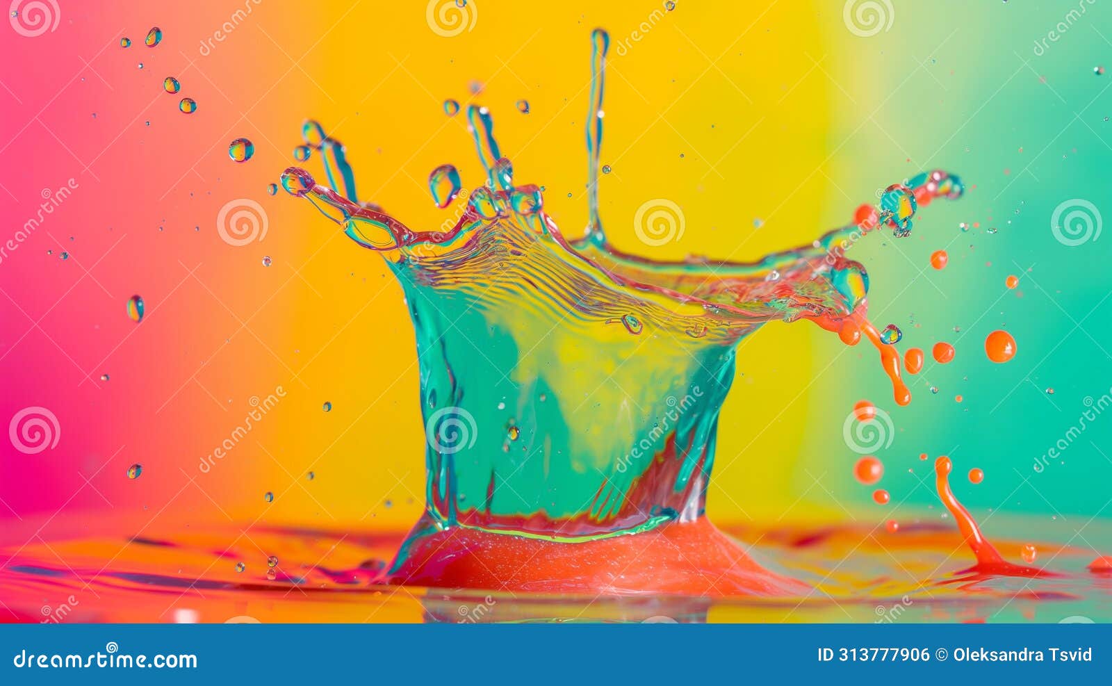Colorful Water Drop, Splash of Drop of Water, Bright Rainbow Colors ...