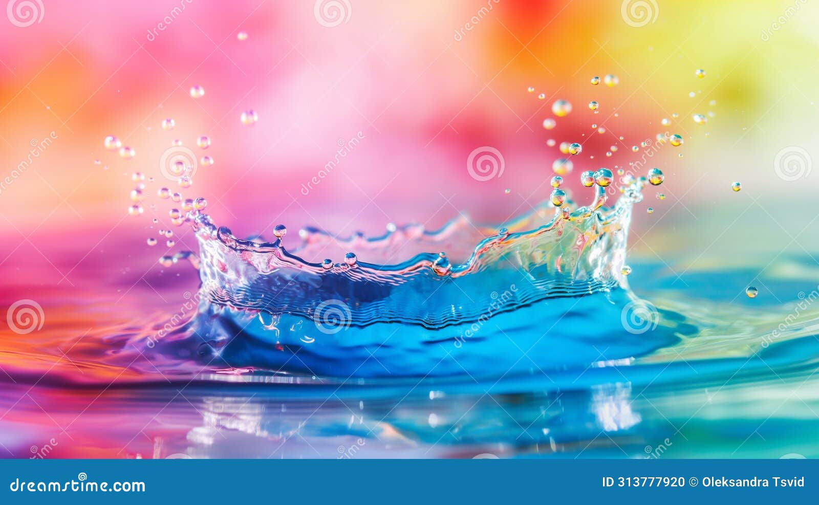 Colorful Water Drop, Splash of Drop of Water, Bright Rainbow Colors ...