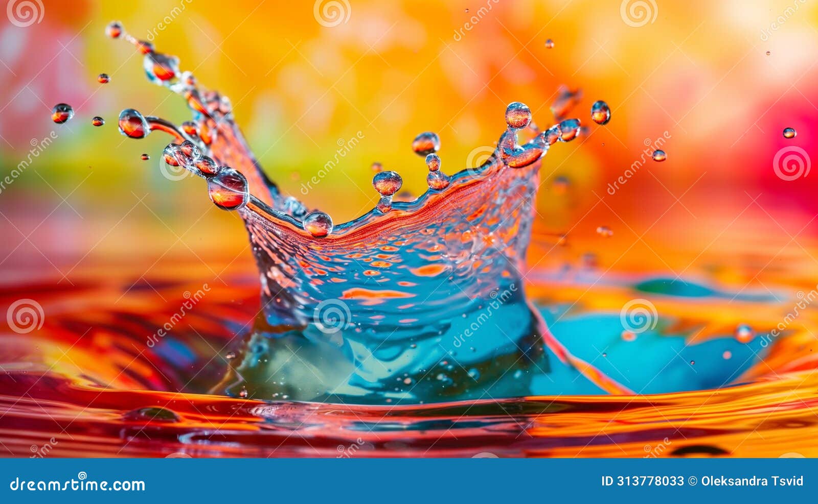 Colorful Water Drop, Splash of Drop of Water, Bright Rainbow Colors ...