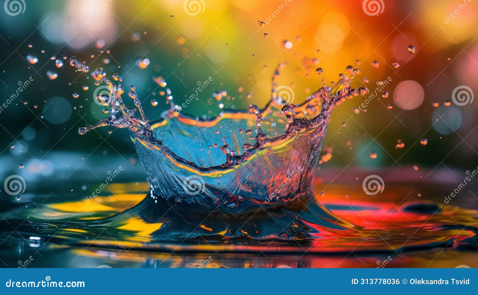 Colorful Water Drop, Splash of Drop of Water, Bright Rainbow Colors ...