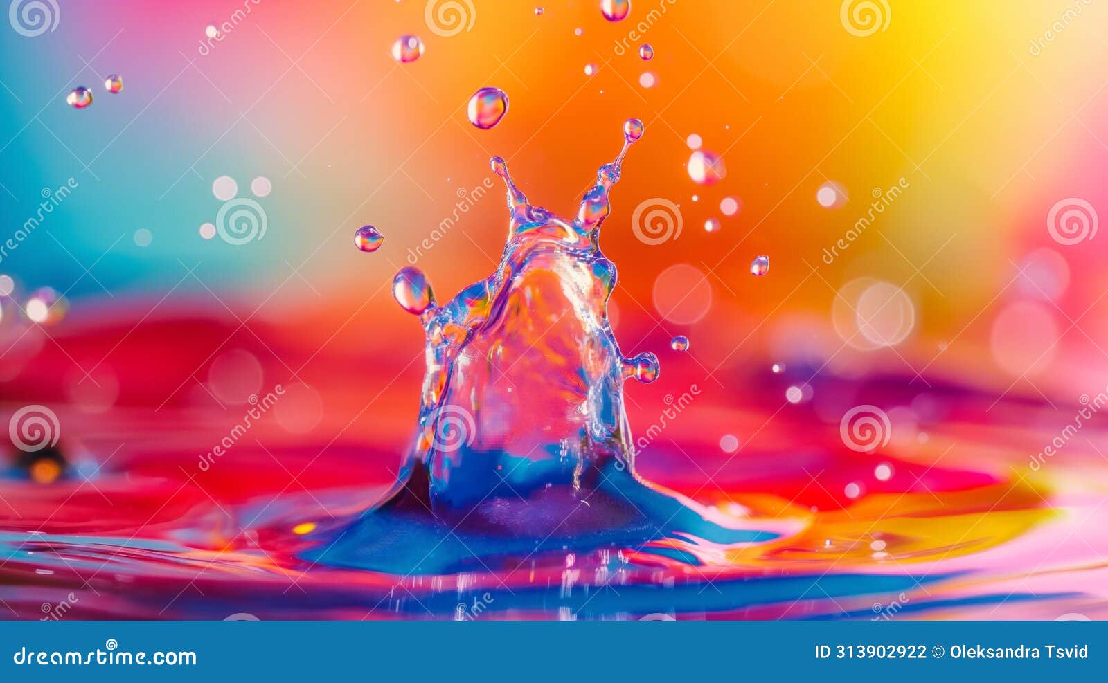 Colorful Water Drop, Splash of Drop of Water, Bright Rainbow Colors ...
