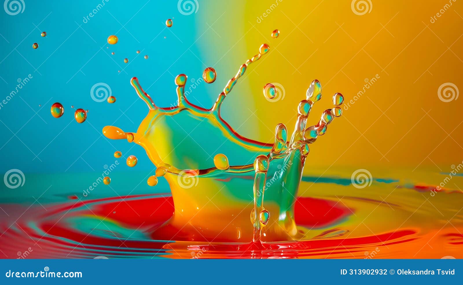 Colorful Water Drop, Splash of Drop of Water, Bright Rainbow Colors ...