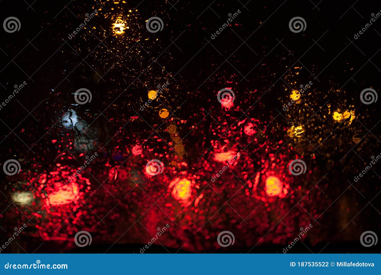 Colorful Water Drops on Glass in Night Stock Photo - Image of ...