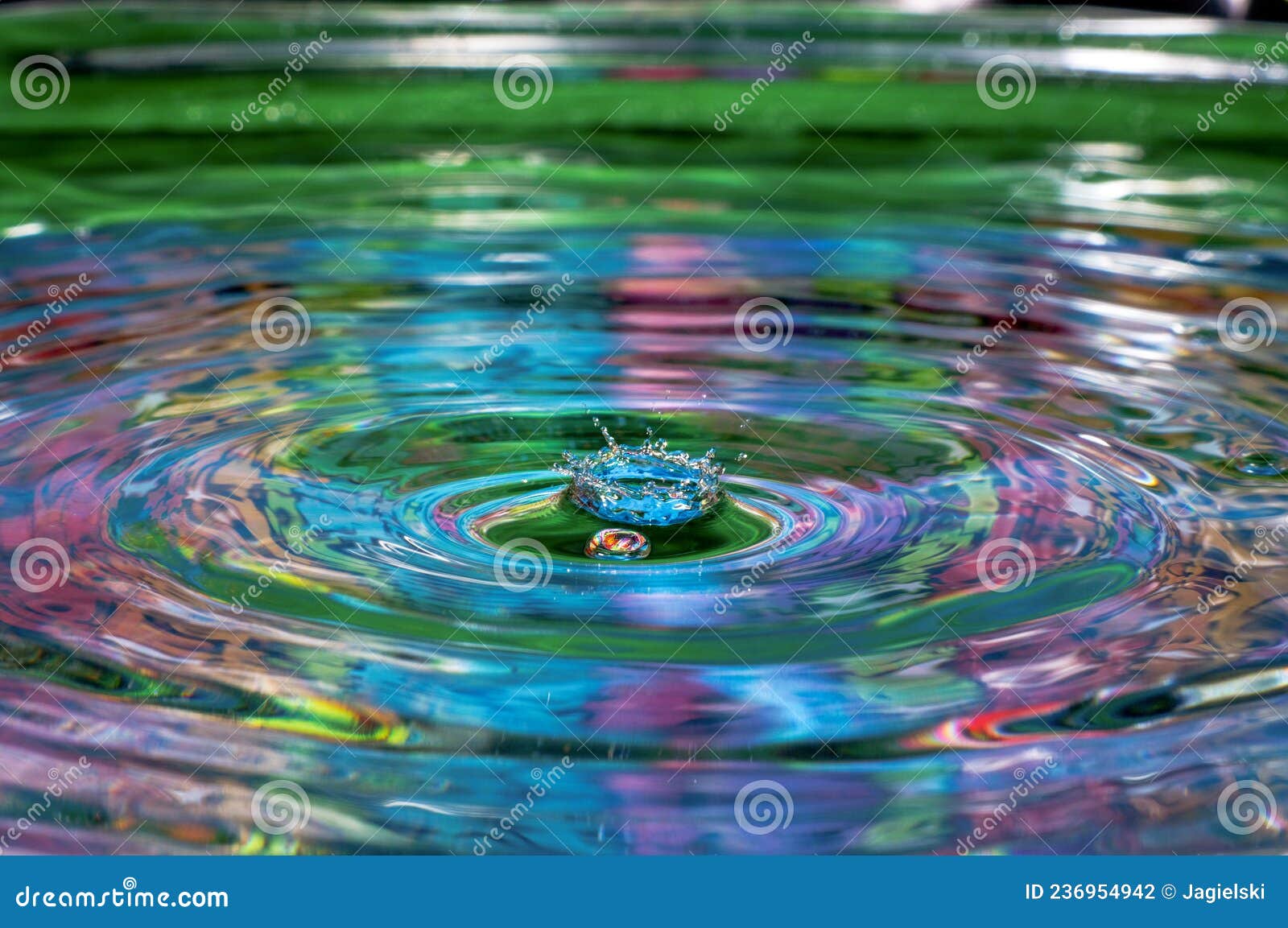 Colorful water drops macro stock photo. Image of mirror - 236954942