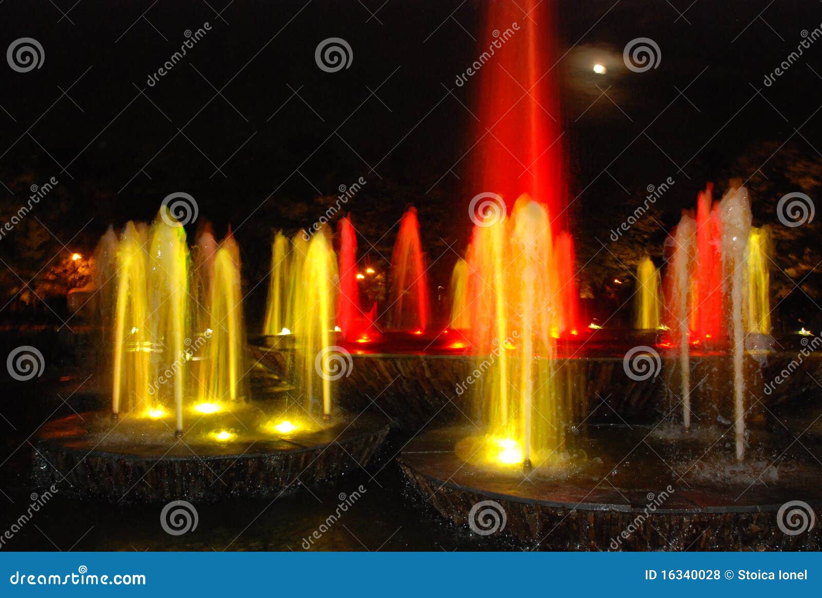 Colorful water fountain stock photo. Image of night, colours - 16340028