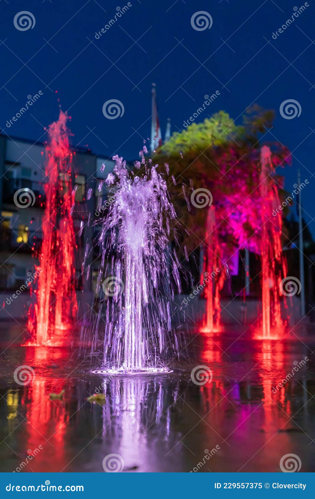 Colorful Water Fountain on Everett Waterfront Editorial Image - Image ...